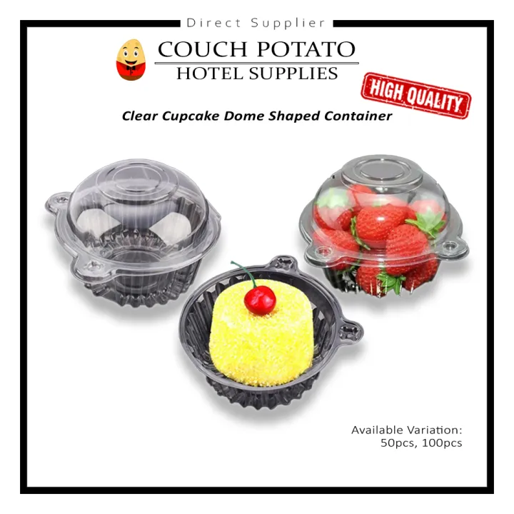 50 Pcs dome container for single/mini cupcake souvenir/ Gold/ Black ...