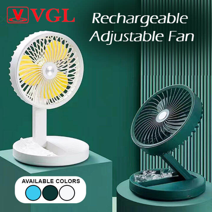 VGL Rechargeable Foldable Desk Cooling Fan 6 inches USB Charging or ...