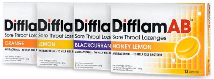 DIFFLAM AB Sore Throat Lozenges 12's (Orange/Lemon/Honey Lemon ...