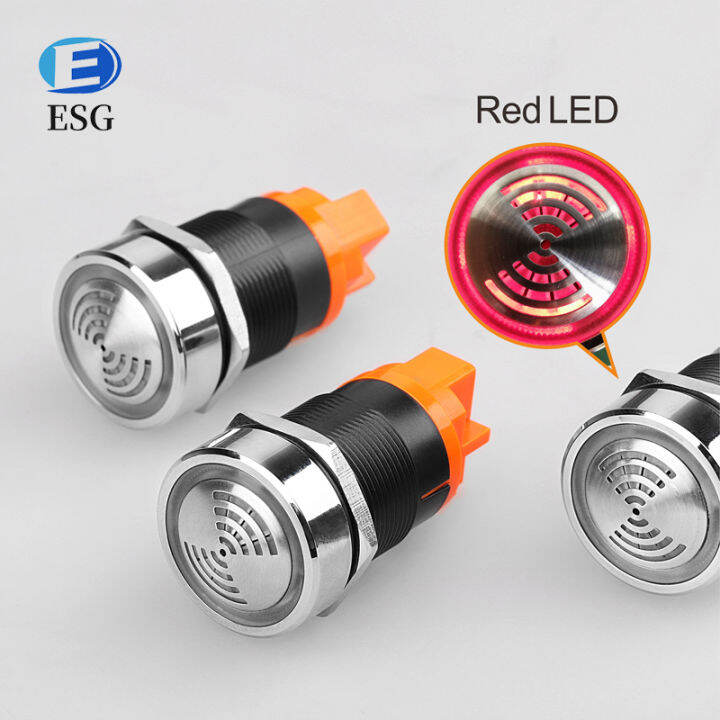 red Indicator Light with Buzzer DC 12V/24V, 22mm Panel Mount Flashing ...