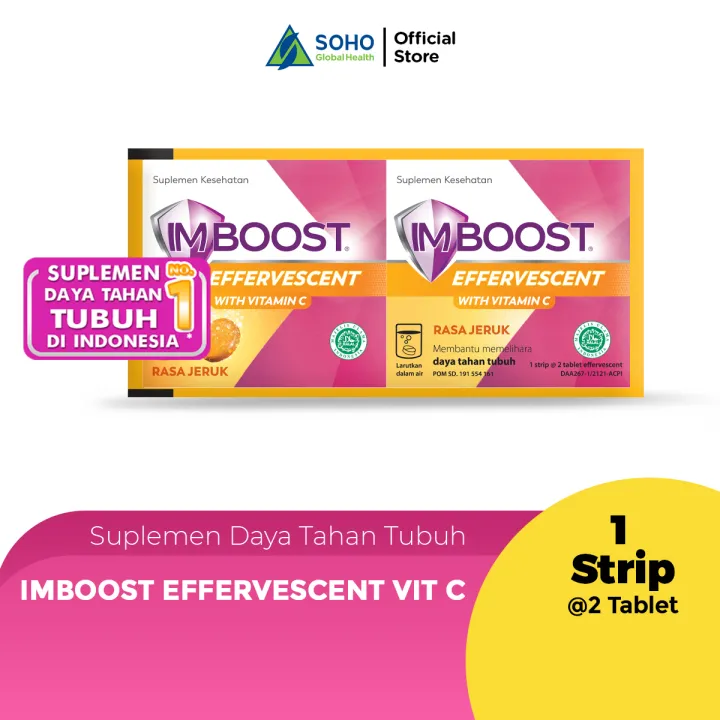 Imboost Effervescent With Vitamin C Rasa Jeruk - 1 Strip (2 Tablet ...