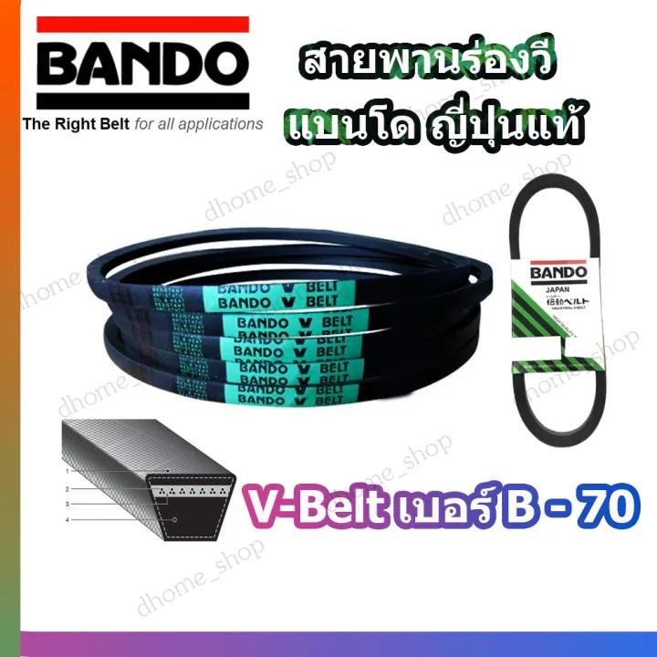 สายพาน B70 BANDO V-BELT สายพานเครื่องจักร ปั๊มลม ปั๊มน้ำ เครื่องซักผ้า ...