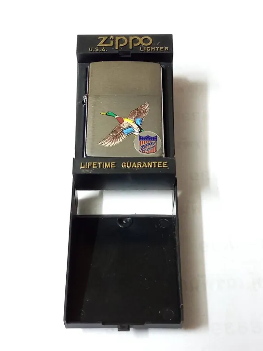 ZIPPO ANIMAL SERIES ผลิตปี1991 สีเงิน ผิวโครเมี่ยมขัดด้าน ลายนกเป็ดน้ำ ...