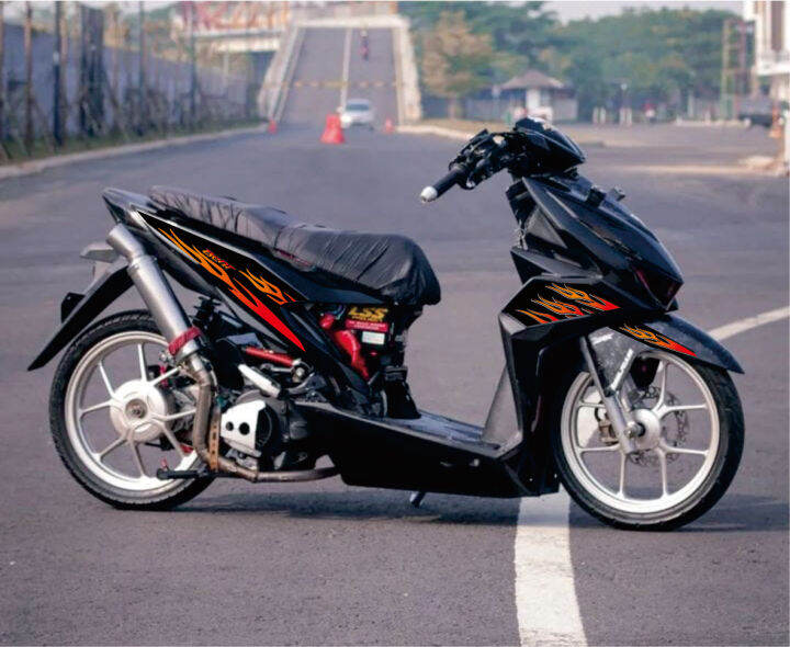 STRIPING API VIRAL BEAT DULUX VARIASI STICKER MOTOR BEAT DULUXE COD ...