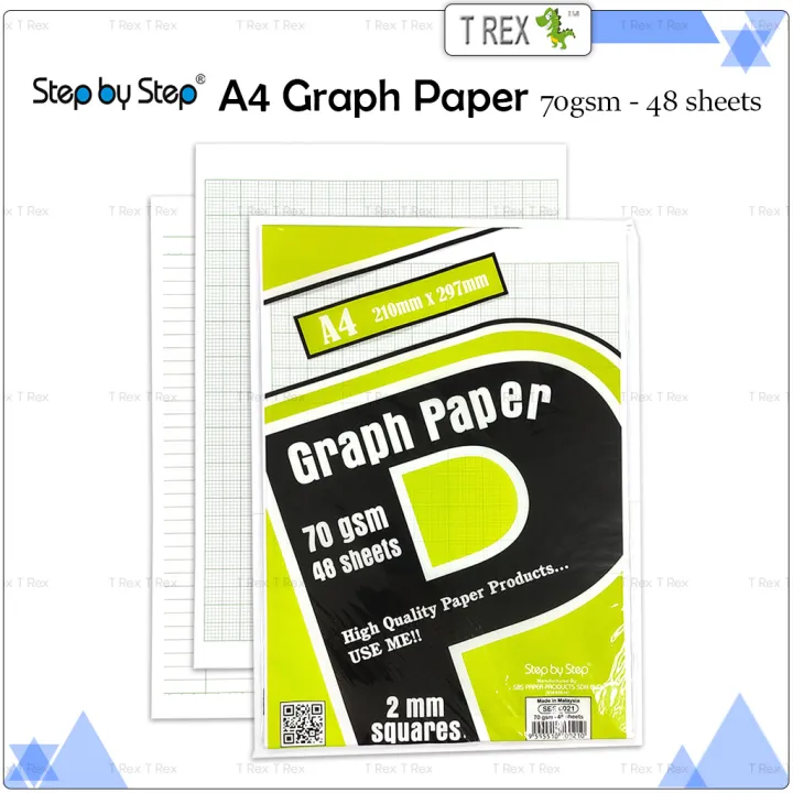 Step by Step A4 70gsm Graph Paper - 48 Sheets / SBS Graph Paper 2mm / Mathematics Graph Paper ...