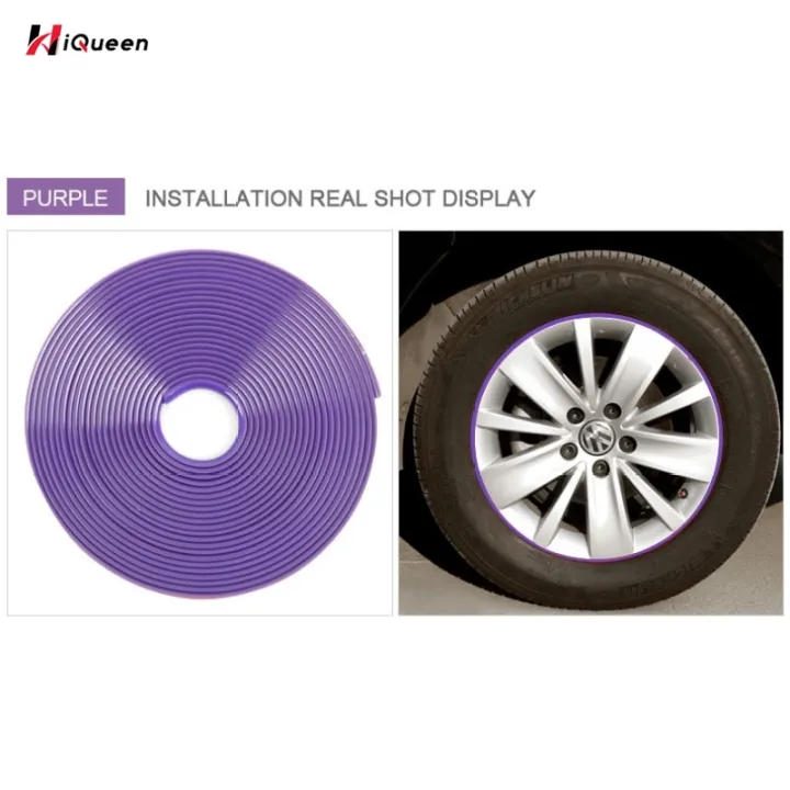 Hiqueen 8เมตรขอบล้อรถป้องกันตกแต่งแถบยางยามสาย Rimblades รถจัดแต่งทรงผม ...
