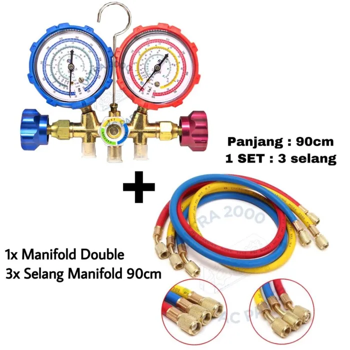 MANIFOLD DOUBLE GAUGE MULTI R22 R410a R32 R134 / Manifold Manipol ...