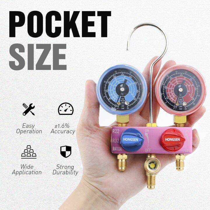 HONGSEN HS-M02 Air Conditioner Manifold Gauge Set Refrigerant Tools For ...