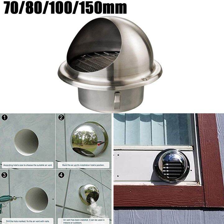 Air Vent Grille Stainless Steel Round Bull Nosed External Extractor ...