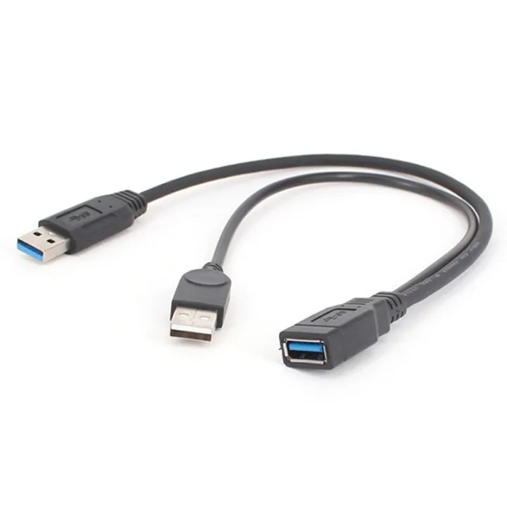 30CM USB 3.0 Cable Dual Power Charge Cables Y Adapter Male to Female ...