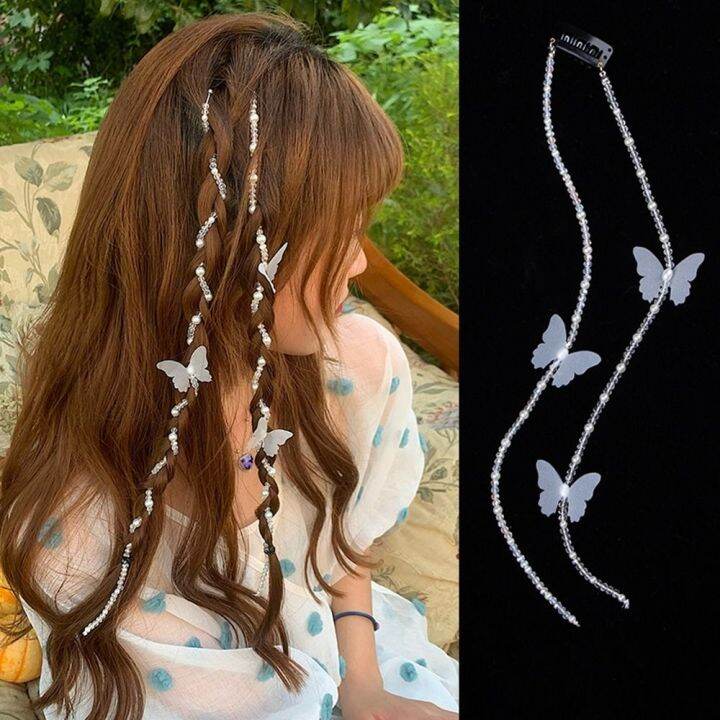 TOMANY เครื่องประดับศีรษะเด็ก สาวๆ พู่ยาวๆ ลูกปัดประดับลูกปัด คริสตัล ...