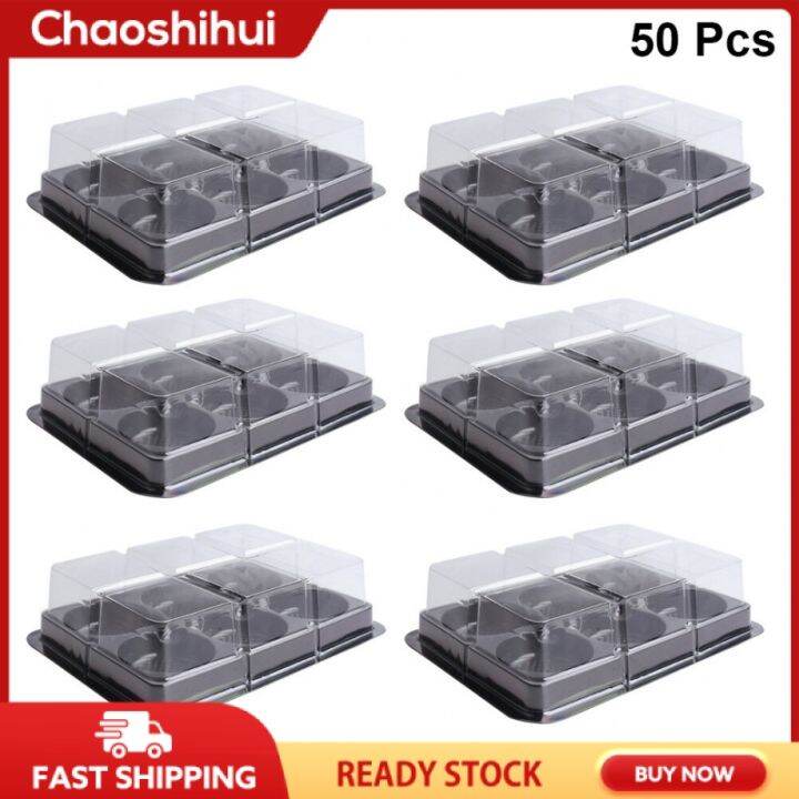 50pcs 6 Cavities Mochi Containers Plastic Mooncake Tray with ...