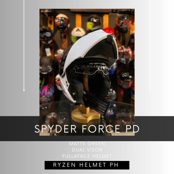 Spyder force pd 1001s gloss white dual visor modular helmet ryzen ...