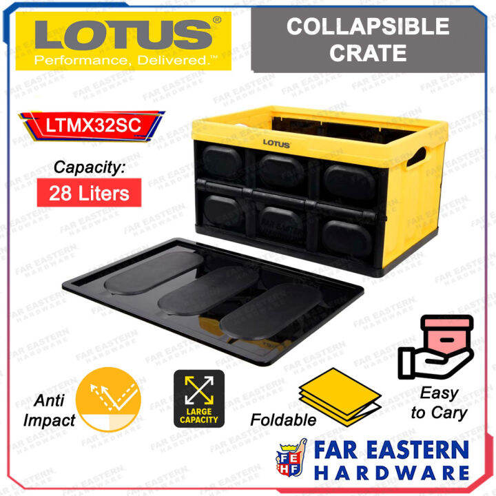 LOTUS Collapsible Crate Tool Box Foldable Storage (Knock Down) 28L ...
