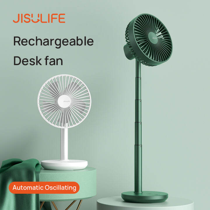 JISULIFE Desk Fan Wireless Fans Table Portable USB Stand Extendable ...
