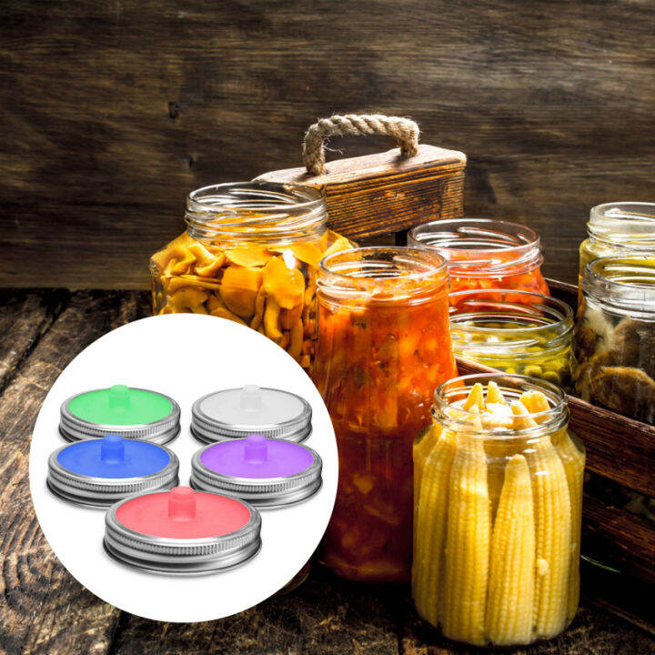 Silicone Fermentation Lids, Waterless Airlock Fermented Mason Jar Lids ...