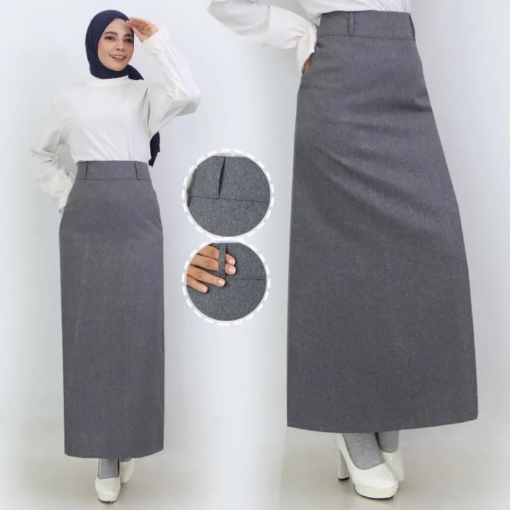 Rok A panjang - Rok A line - Rok Model A - Rok Muslimah - Rok Hitam ...
