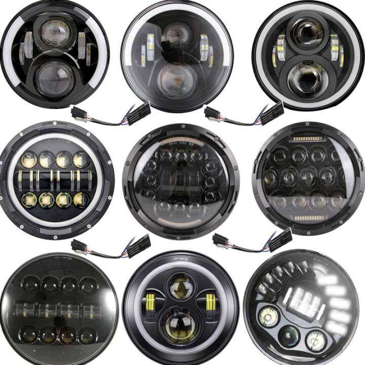 7" Inch H4 LED car Headlight For Harley Softail Slim Fat Boy 7inch Halo ...