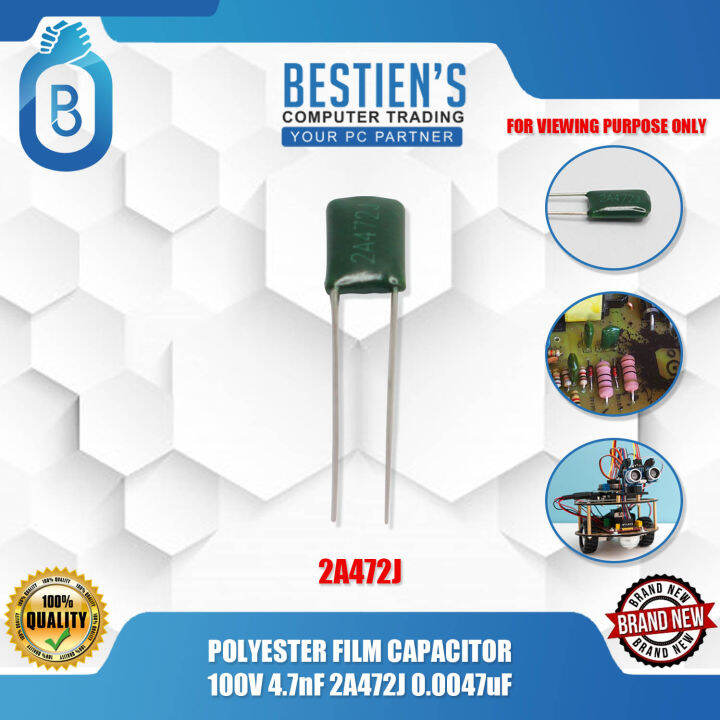 POLYESTER FILM CAPACITOR 100V 4.7nF 2A472J 0.0047uF | Lazada PH