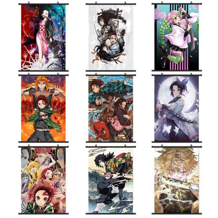 【CW】 Anime Demon Slayer Scroll Wall Hanging Painting Decor Tanjirou ...