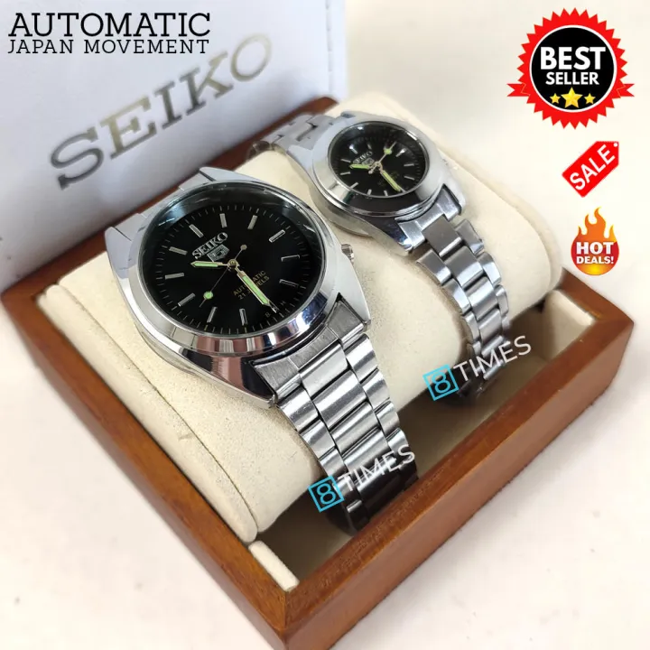 Seiko 5 21 Jewel AUTOMATIC Stainless Waterproof SILVER BLACK Dial ...