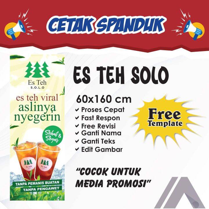 cetak banner spanduk ES TEH SOLO 60x160 bisa custom | Lazada Indonesia