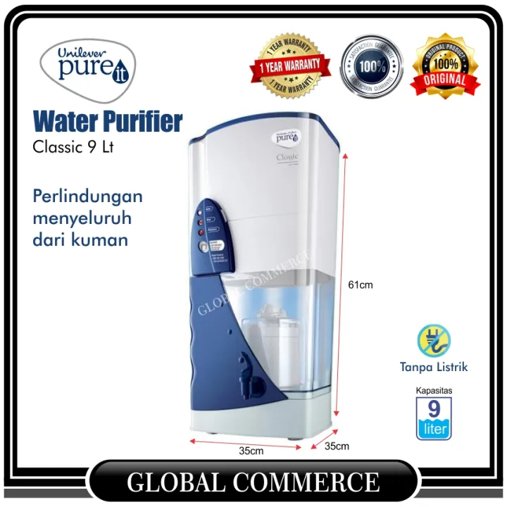 UNILEVER PURE IT Water Purifier Classic 9 Lt Germ Kill Kit PUREIT ...