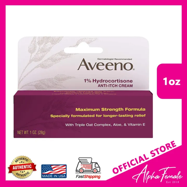 Aveeno 1 Hydrocortisone Anti-Itch Relief Cream for Eczema Dermatitis ...