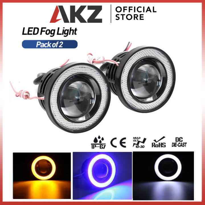 AKZ 3.5inch Angel Eye Fog Light Projector Fog Light Car COB Angel Eye Light LED Lamp Ring Lens ...