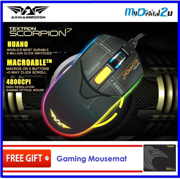 Armaggeddon Scorpion 7 RGB Gaming Mouse 4800CPI Free Gaming Mousemat ...