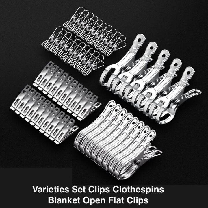 🇲🇾 Stainless Steel Various Set Drying Clip Windproof Steel Clothespin ...