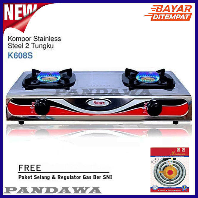 Kompor Gas 2 tungku Stainles Sanex K-608S | Lazada Indonesia