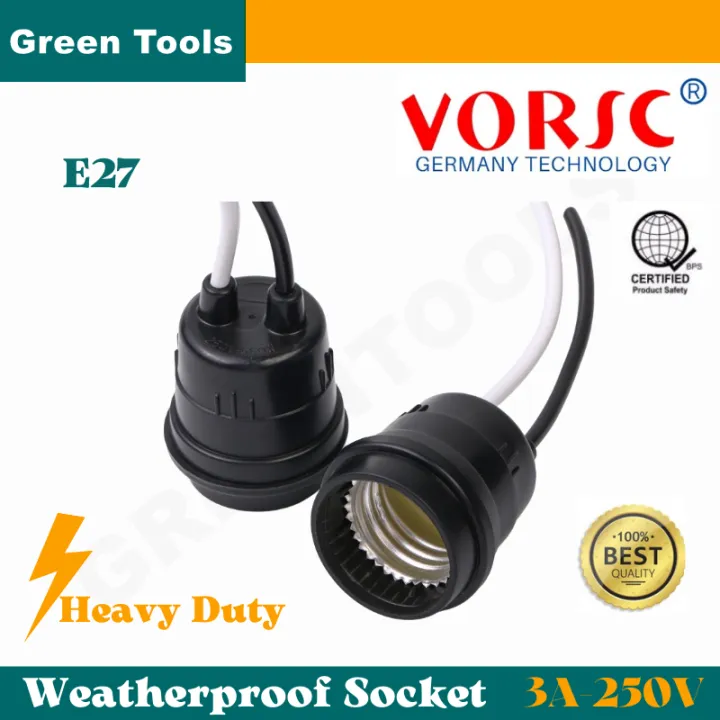 Vorsc Weatherproof Rubber Socket E27 Outdoor Lamp Socket Heavy Duty ...