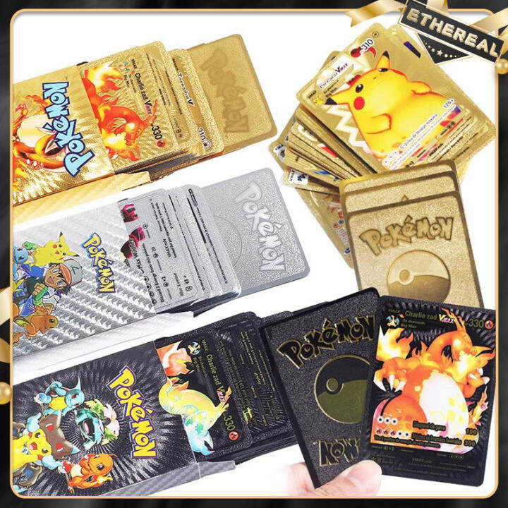 27pcs/55pcs English Pokemon Cards Metal Gold Silver Brilliant Stars ...