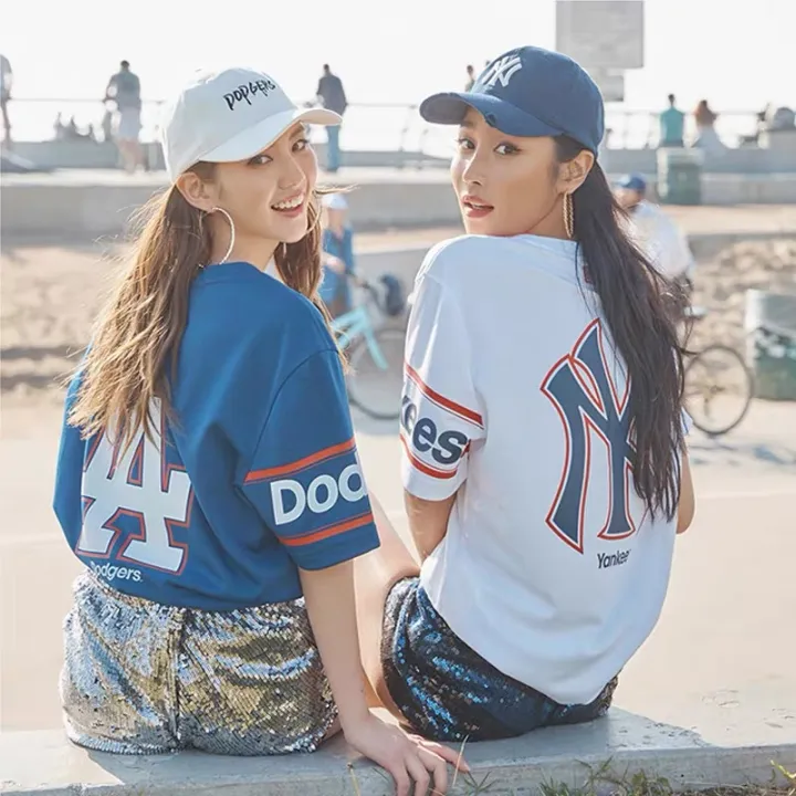 (Top) คุณภาพสูง NewMLB Original พิมพ์คู่เสื้อยืดสำหรับสตรีและผู้ชายผ้าฝ้ายสุดเท่กำหนดเองคลาสสิก ...