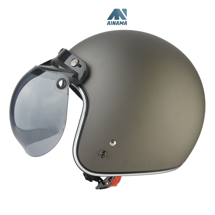 Ainama Helm Bogo Classic Dewasa List Chrome Ajn Half Face Keren SNI ...