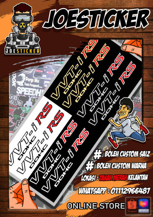 sticker VVTI Doch RS sepasang untuk pintu kereta saiz 2x14 inci | Lazada