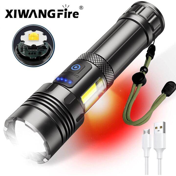 Super Powerful Flashlight XHP120 LED Rechargeable Tactical Torch 500M ...