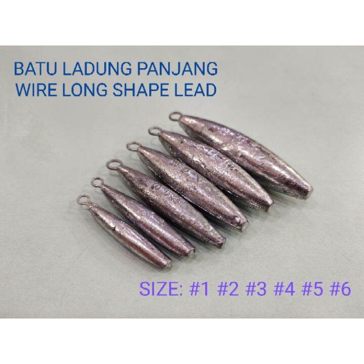 BATU LADUNG PANJANG PANCING WIRE LONG SHAPE LEAD SIAP PACKING SIZE: #1 ...