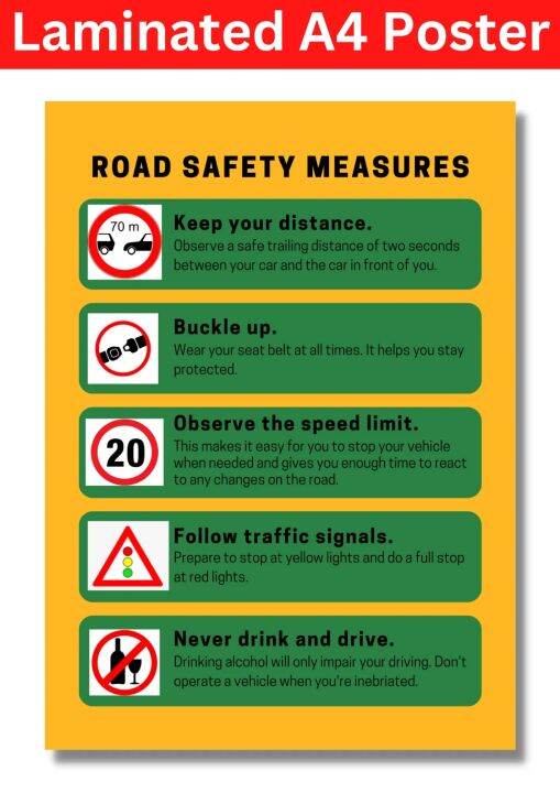 Laminated Road Safety Measures Poster, Wall Poster | Lazada PH