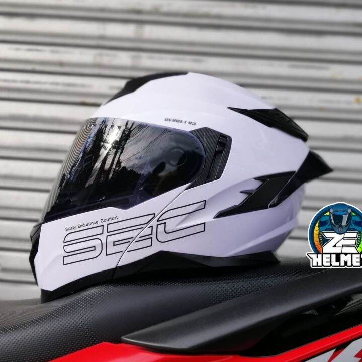 SEC REVOLT PLAIN (White) MODULAR - DUAL VISOR (with FREE Clear Lens ...
