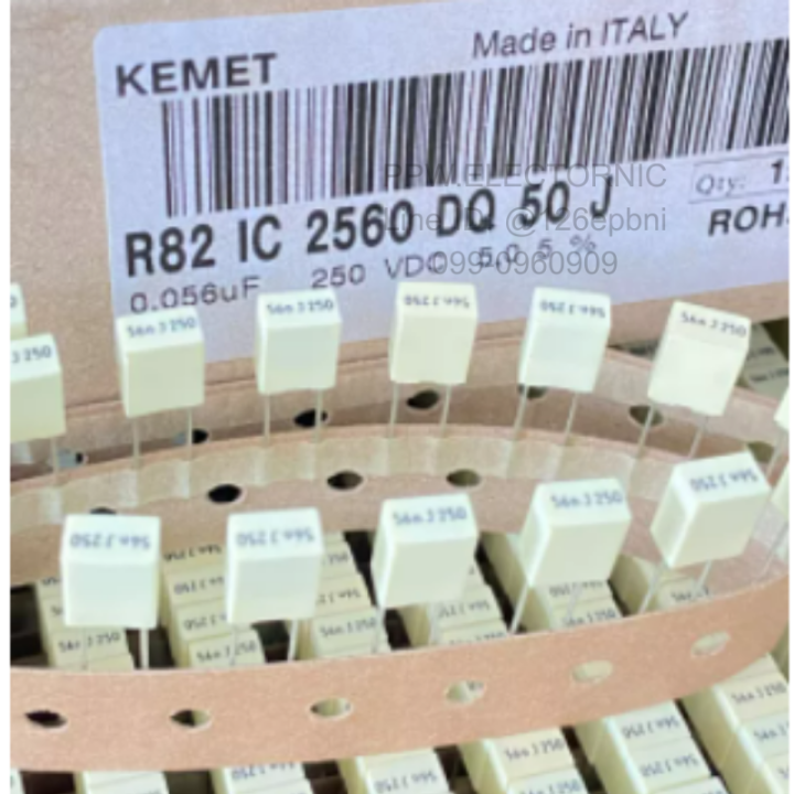 capacitor 250V 0.056UF 56NF 563PF 563K Cโพลี ขาห่าง5 mm. made in Italy ...