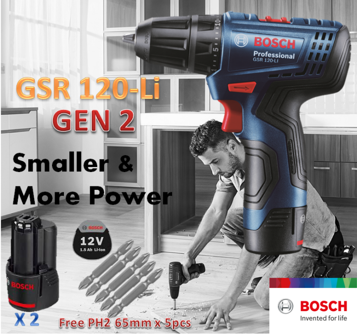 BOSCH 12V GSR 120-Li CORDLESS SCREWDRIVER / DRILL 2x 2.0ah BATTERY 1 ...