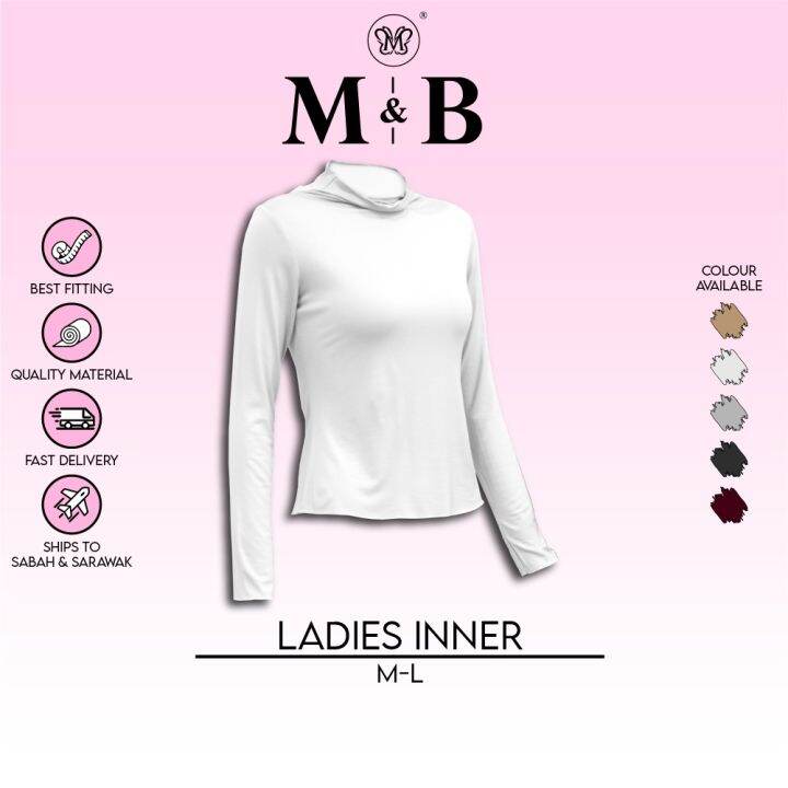 MNB Ladies Inner (T1278) Turtleneck Innerwear Muslimah Coverall Inner ...