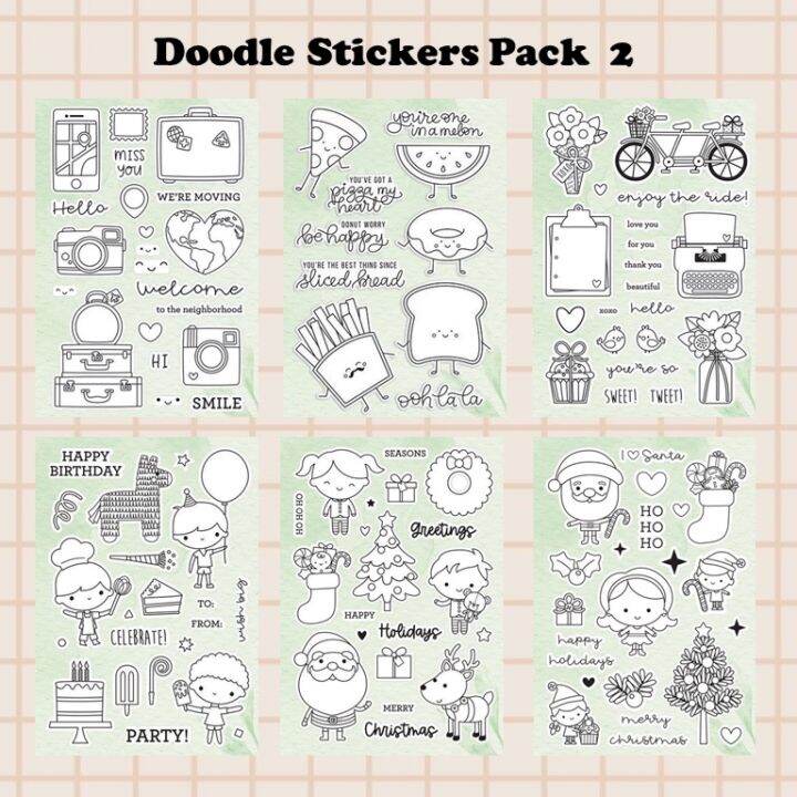 [PART 2] Doodle Stickers / stiker doodle/ stiker kartun/ stiker jurnal ...