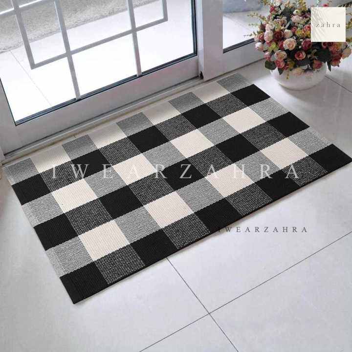 KESET MONOKROM - Alas Kaki Kotak Kotak Hitam Putih Polos Murah Nyaman ...