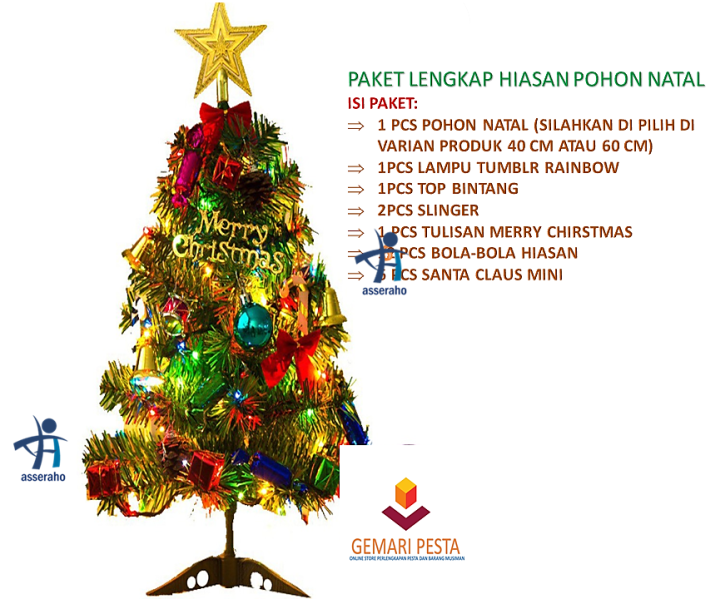 1 Set Paket Pohon Natal Lengkap Dengan Aksesoris Ornamen Natal ...