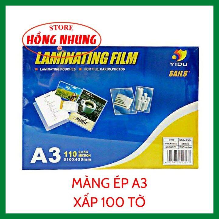 [ Hàng Mới] Ép Plastic A3 Yidu 80 Mic ( Laminating Film) Xấp 100 Cái, Giúp Lưu Trữ, Bảo Vệ Hình ...