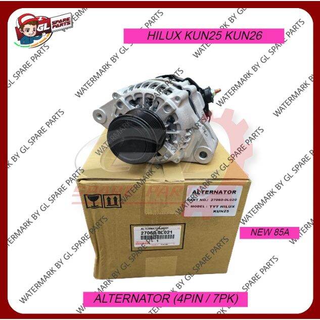 ALTERNATOR OEM NEW TOYOTA HILUX VIGO KUN25 KUN26 (85A) 4PIN 7PK 27060 ...