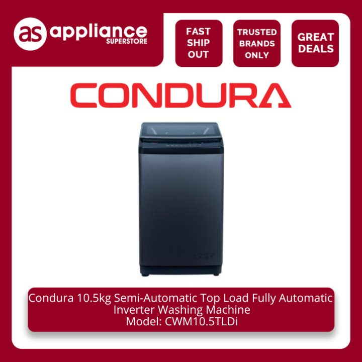 Condura 10.5kg Semi-Automatic Top Load Fully Automatic Inverter Washing ...